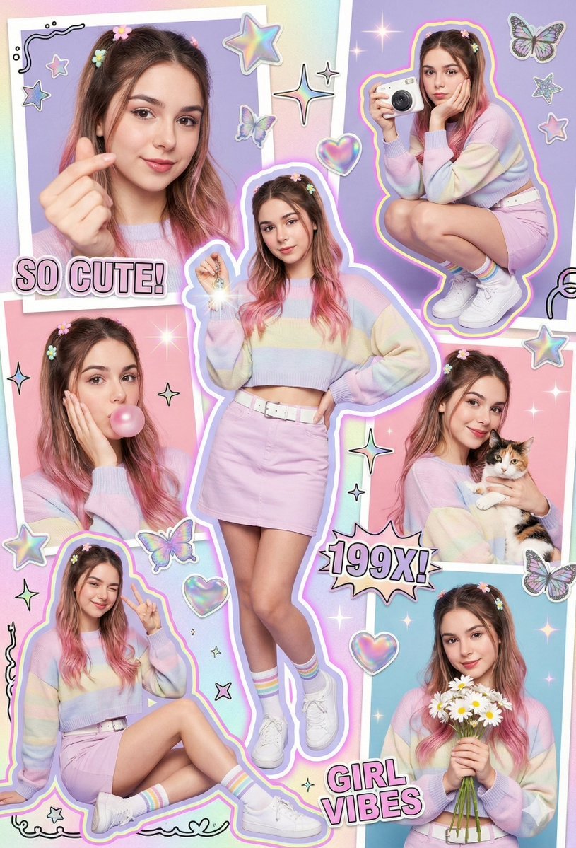 多彩Y2K剪贴簿风格海报 - Colorful Y2K Scrapbook Poster Aesthetic - AI Image ...
