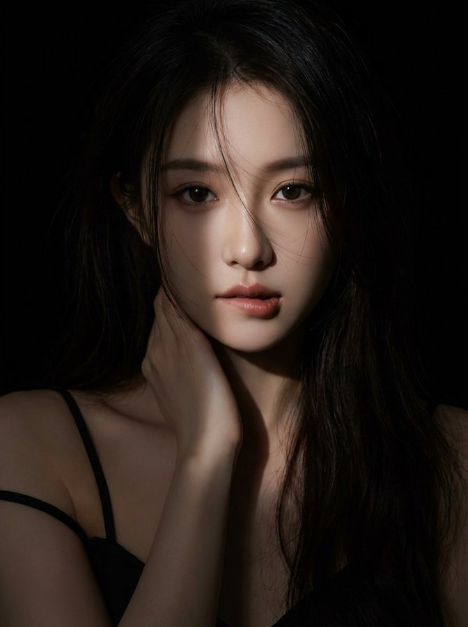 超写实暗黑戏剧女性肖像 - Hyperrealistic Female Portrait with Spotlight and High ...