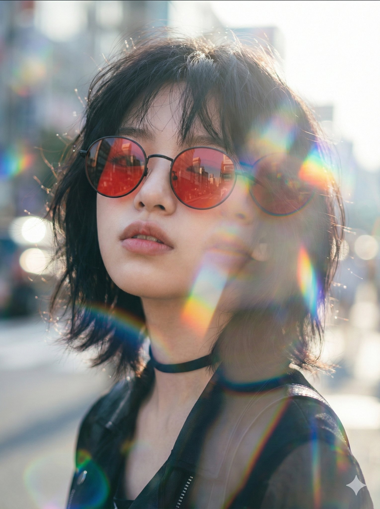 都市棱镜光效时尚人像 - Cinematic portrait with prism light refraction - AI Image ...