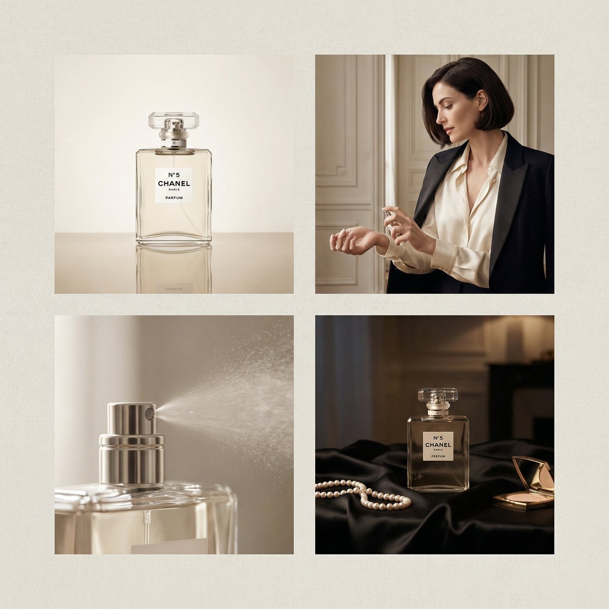 香奈儿香水2x2网格奢华广告 - Chanel Perfume 2x2 Grid Luxury Advertisement - AI ...